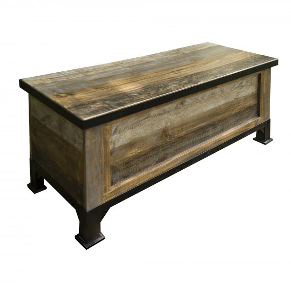ANTIQUE GRAY STORAGE TRUNK | Adcock Furniture & Design