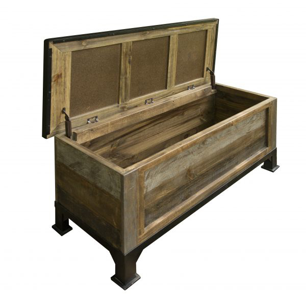 ANTIQUE GRAY STORAGE TRUNK | Adcock Furniture & Design